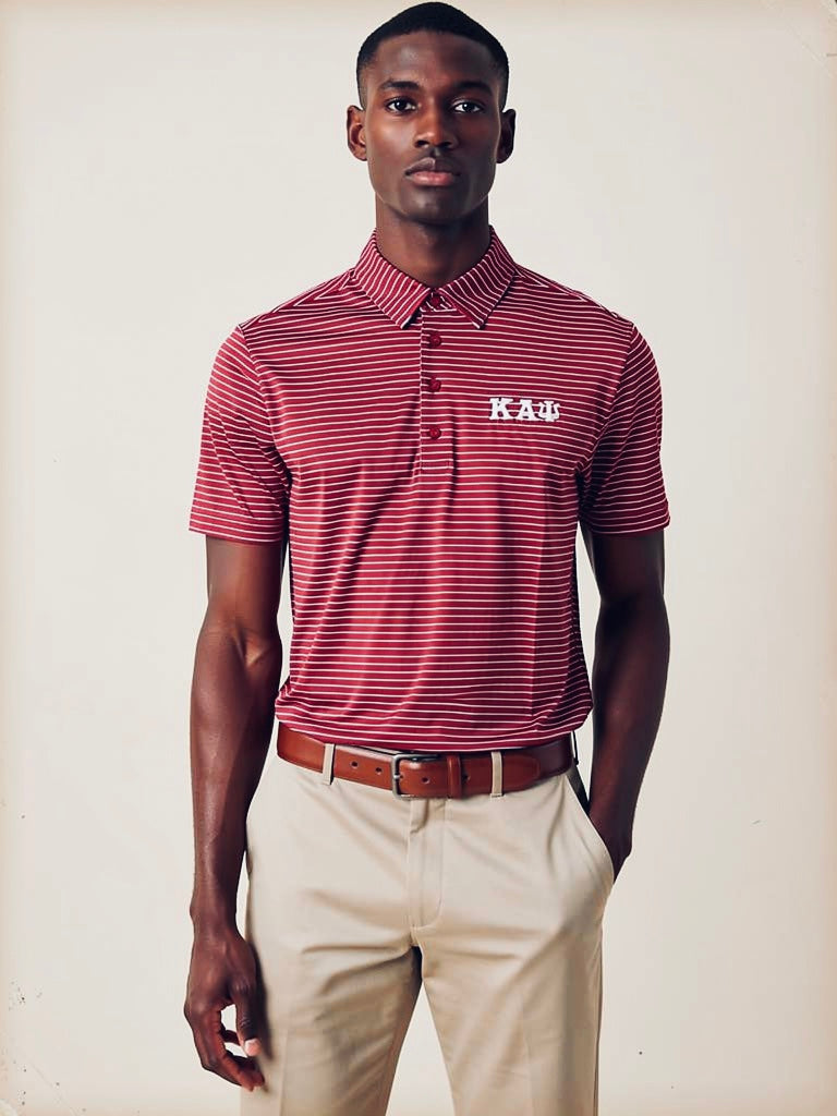 Kappa Alpha Psi Polo Shirt - Refined Crimson Stripe Short Sleeve Style ...