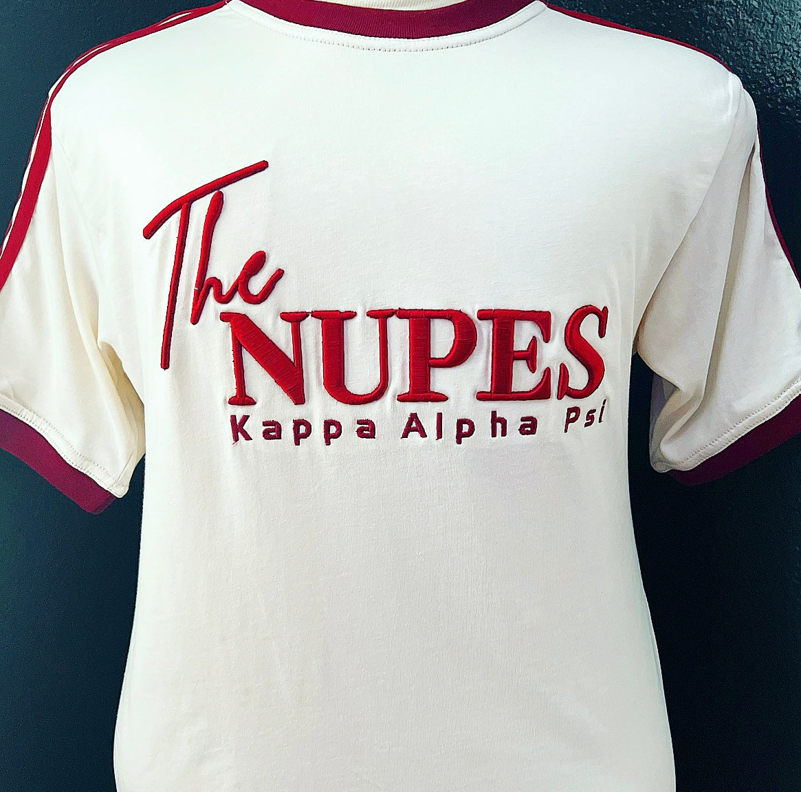 The Nupes 3D Embroidery T Shirt Cream and Crimson – Nupekave